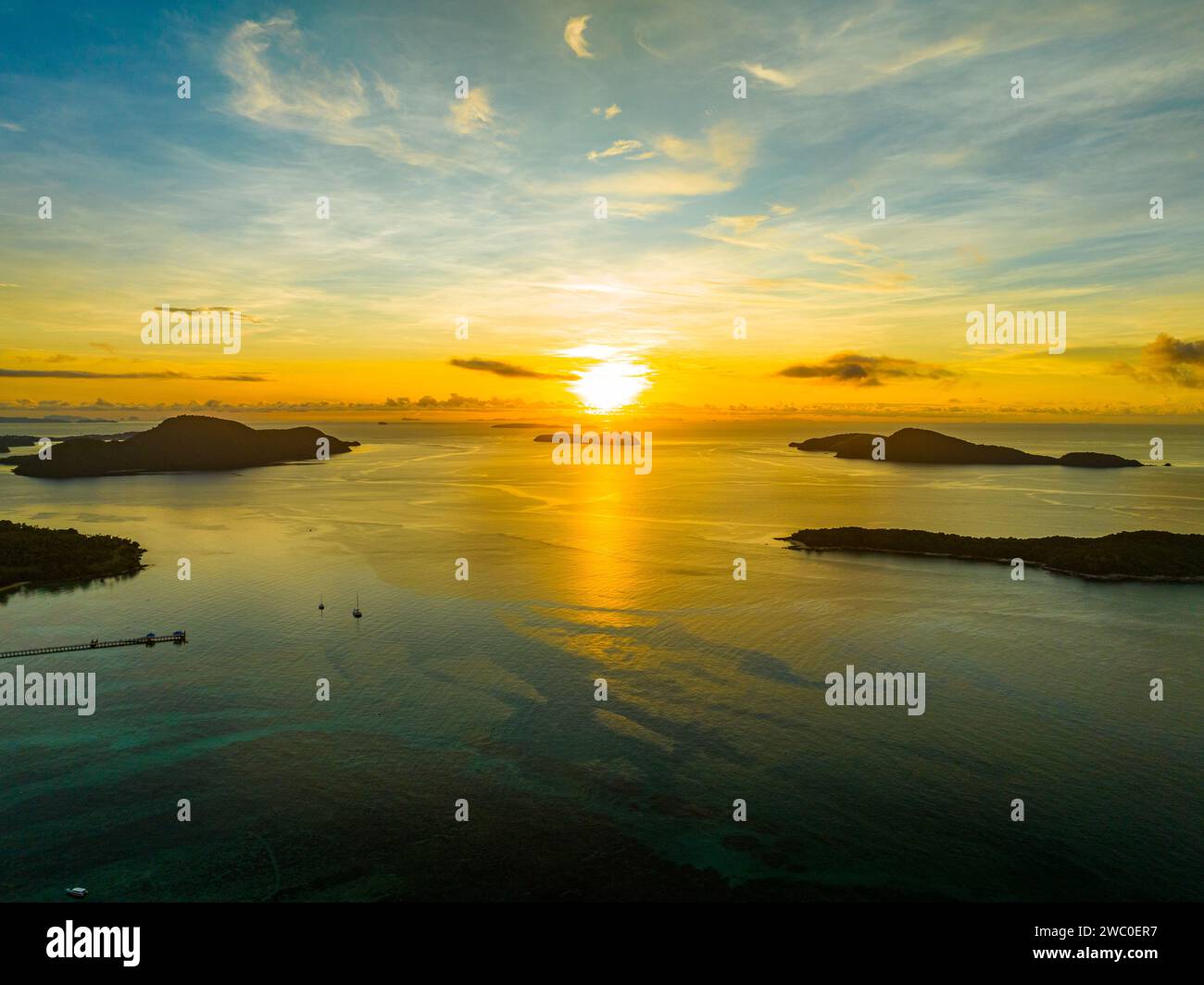 Amazing sunset or sunrise sky over sea landscape,Beautiful colorful ...