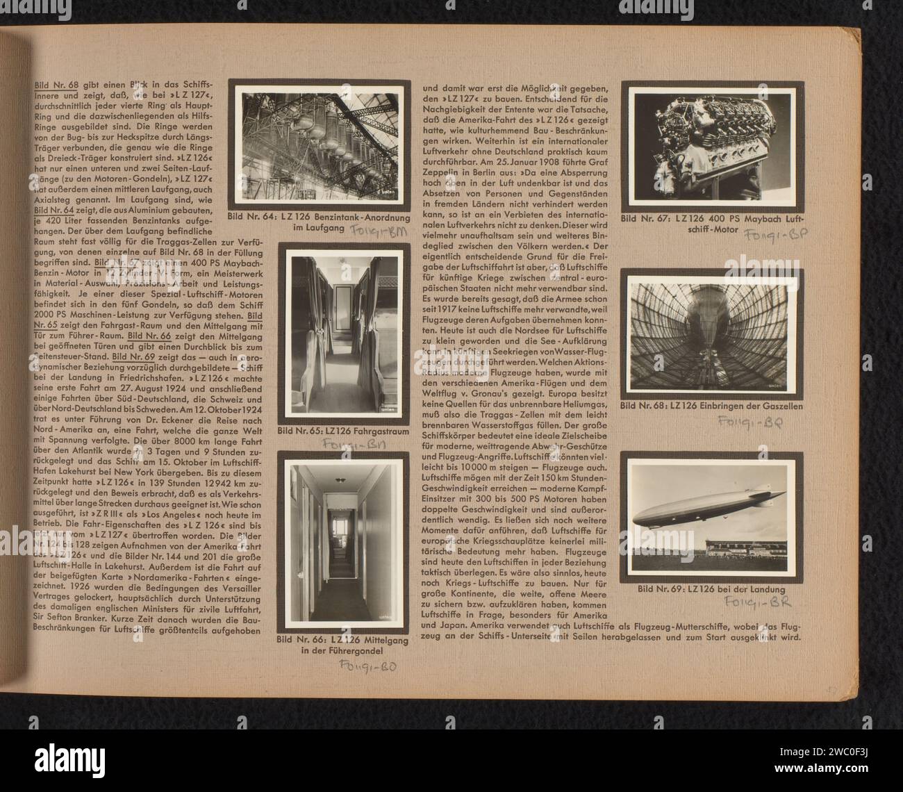 Different parts of a Zeppelin, Anonymous, c. 1919 photograph Six photos ...