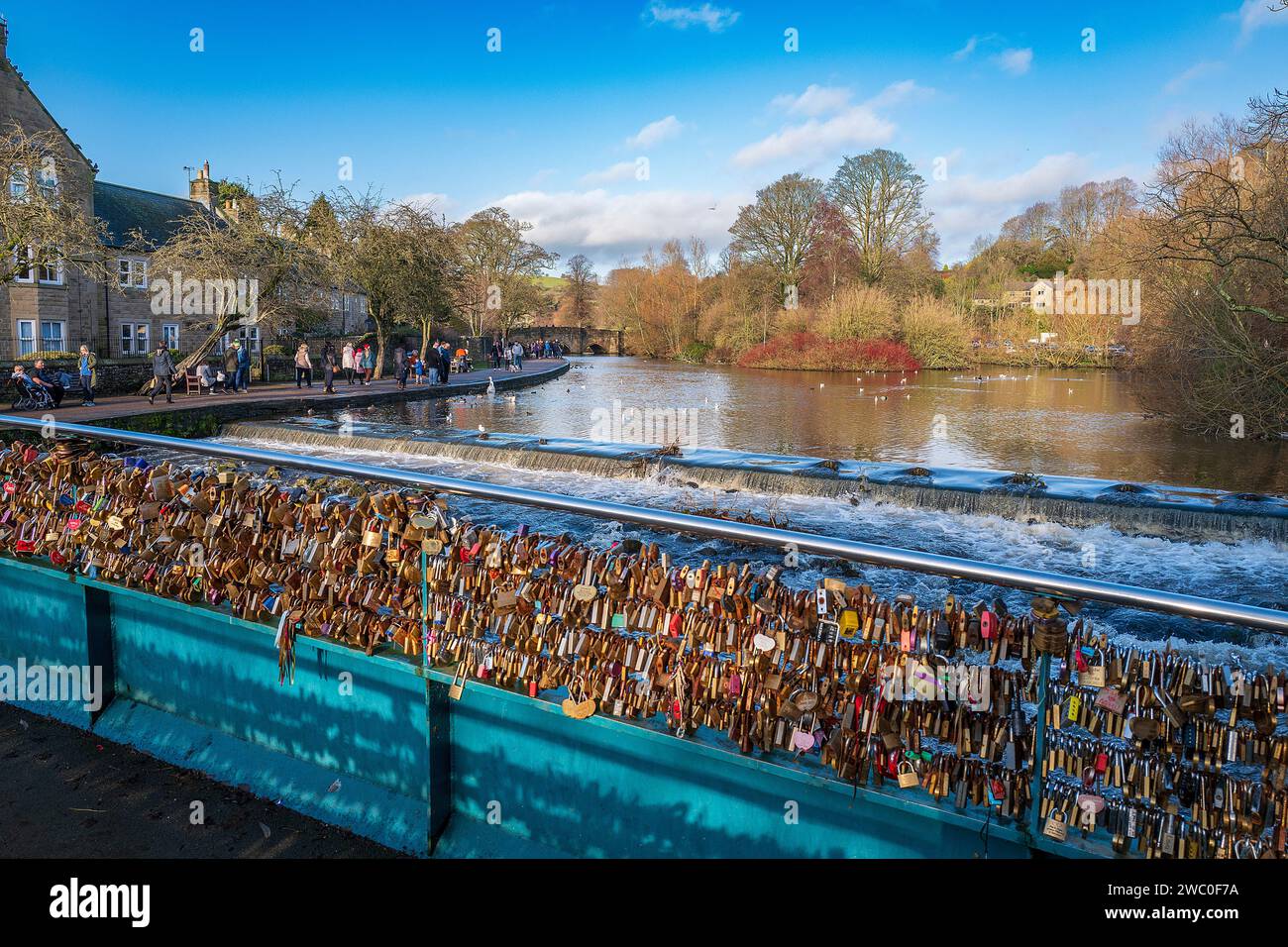 The Love Lock Bridge, Bakewell, Derbyshire, England Stock Photo - Alamy
