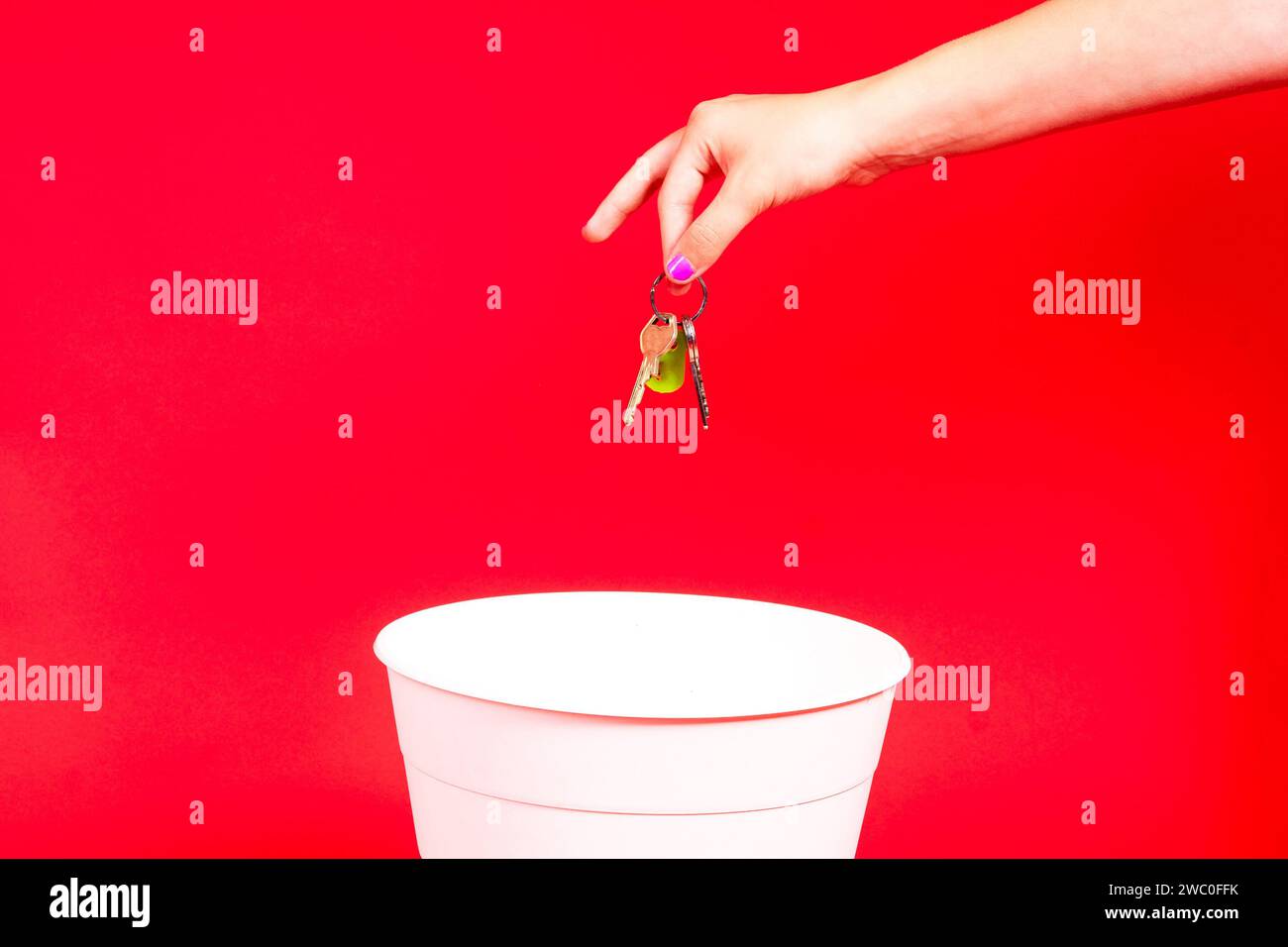 The home keys is thrown into the trash can for disposal and recycling ...