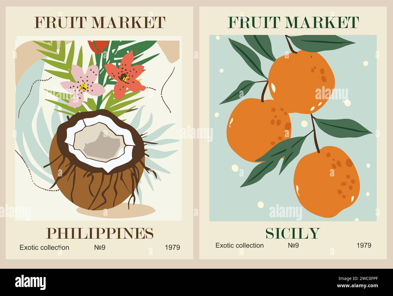 Set of abstract Fruit Market retro posters Stock Vector Image & Art - Alamy