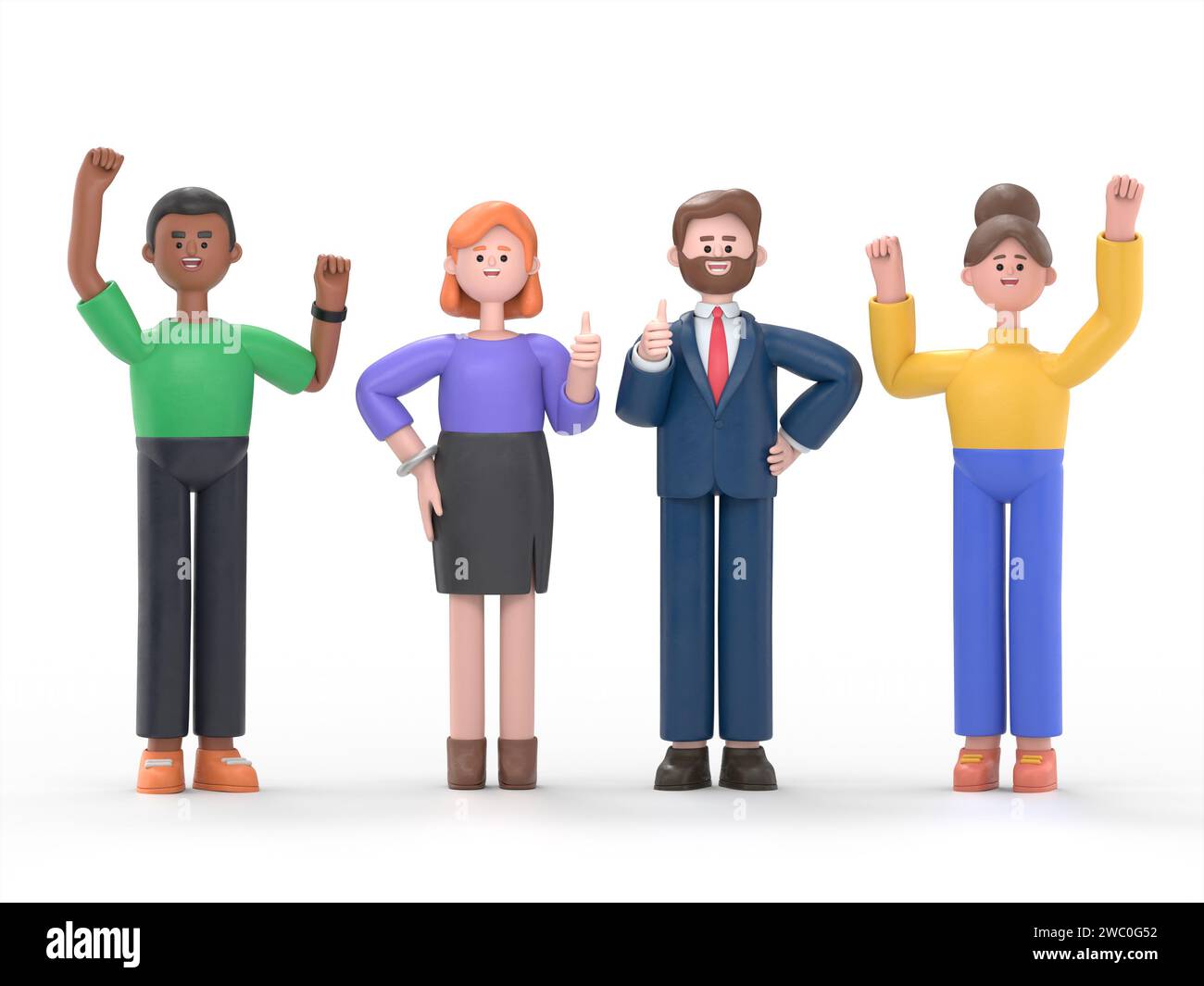 Business manager team celebrating successful. 3d illustration ...