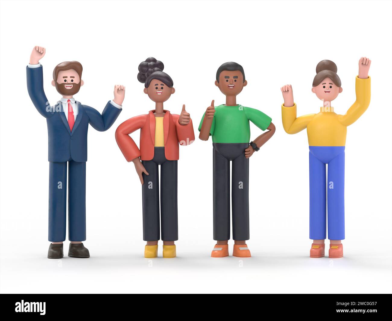 Business manager team celebrating successful. 3d illustration ...