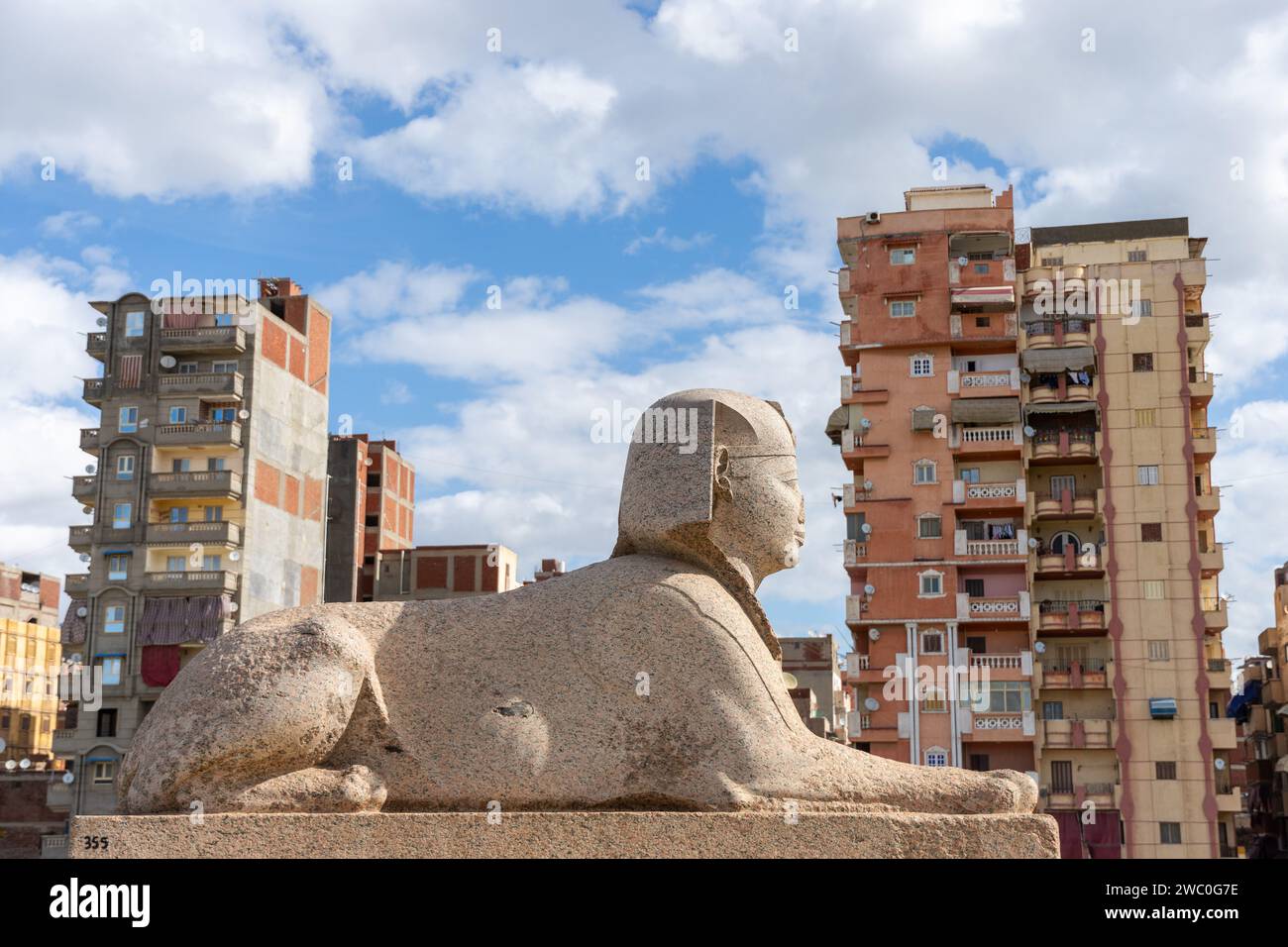 Sphinx near Pompey's pillar on territory of Serapeum of Alexandria ...