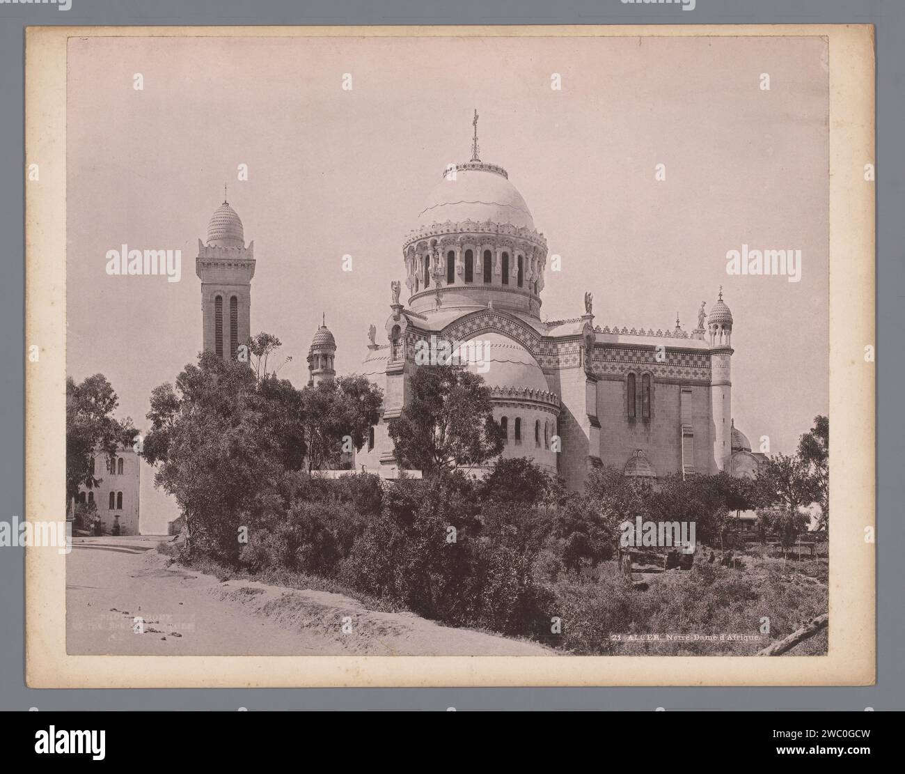 View of Notre-Dame d'Afrique in Algiers, Alexandre Leroux (photographer ...