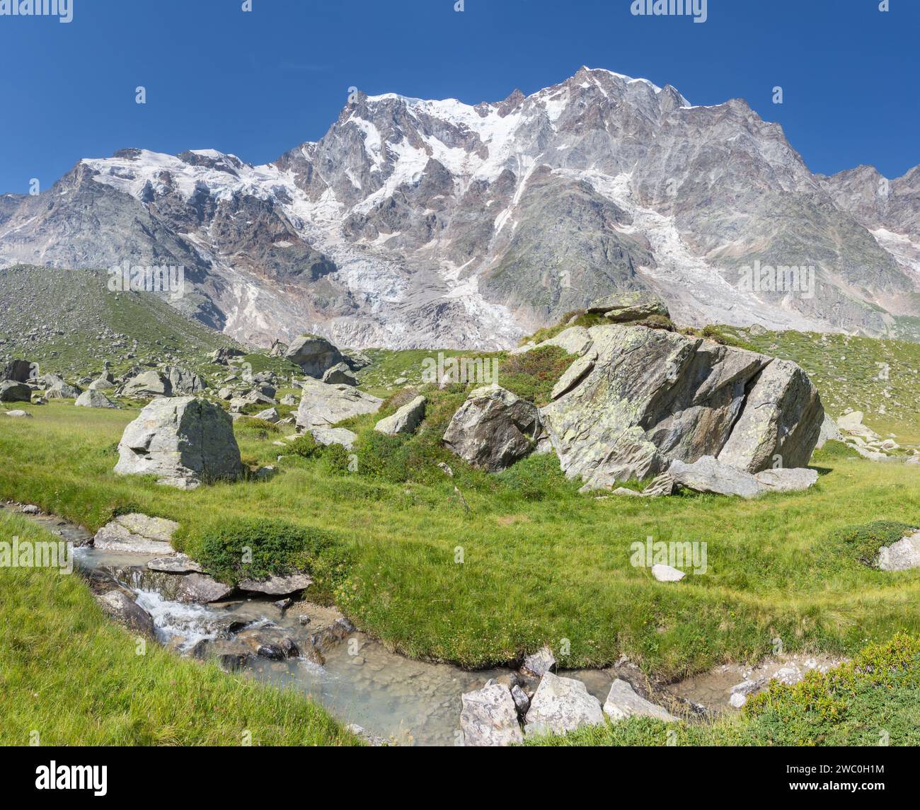 The Monte Rosa and Punta Gnifetti paks - Valle Anzasca valley Stock ...