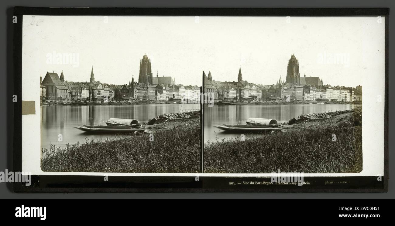 View of Frankfurt am Main, in the distance the Dom of Frankfurt ...