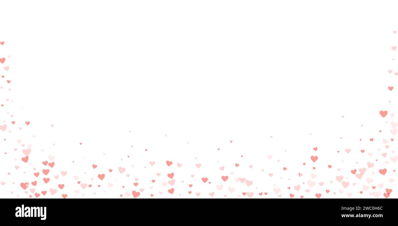 Valentine hearts, flying, falling down, floating. Red hearts scattered ...