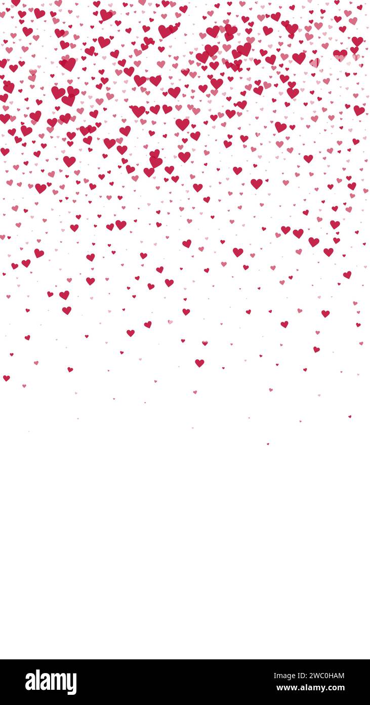 Heart confetti valentine overlay. Red hearts scattered on white ...