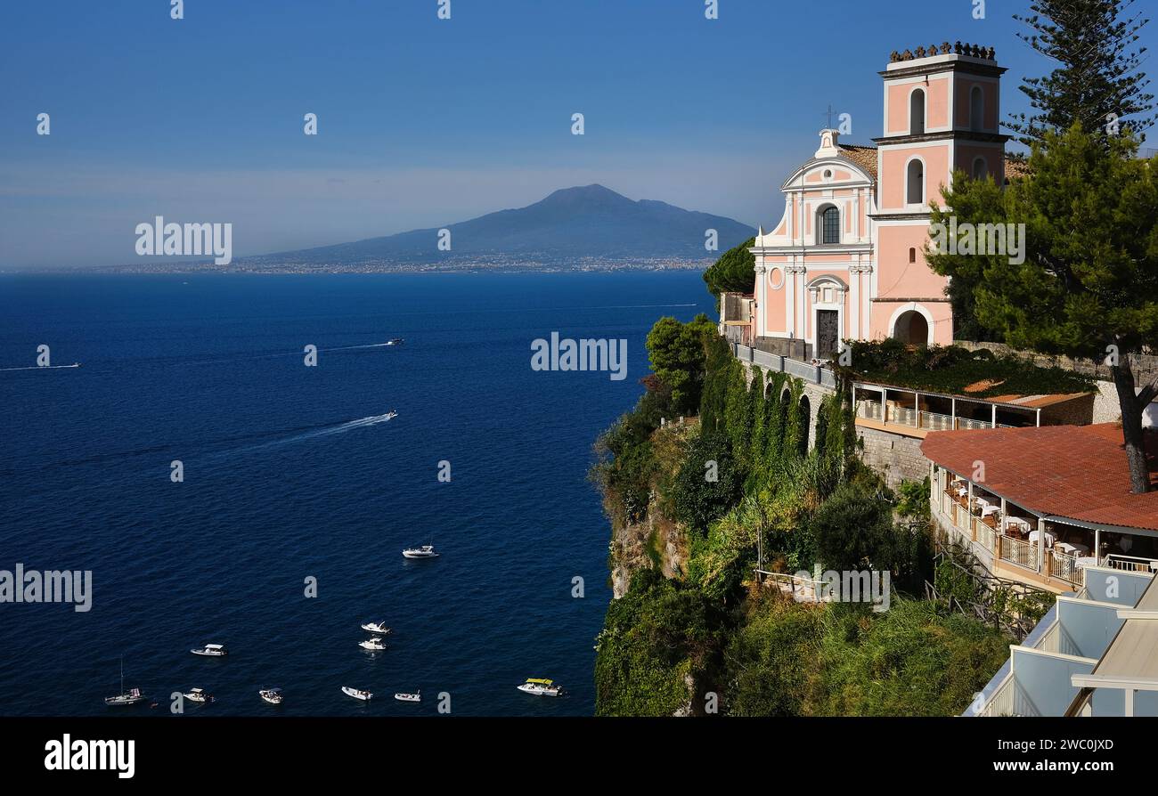 Amalfi coast, with mount Vesuvius , bay of Naples, Italy,Europe Stock ...