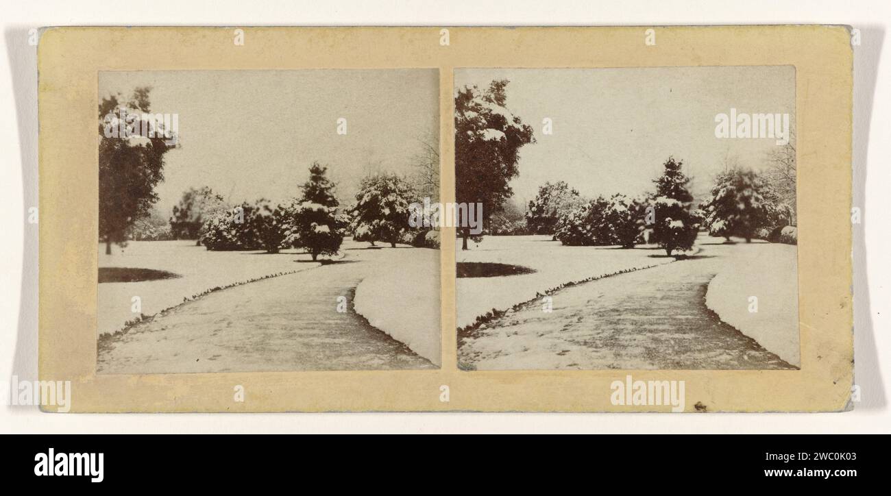 Snow landscape in Cheltenham, England, Baynham Jones, 1861 stereograph ...