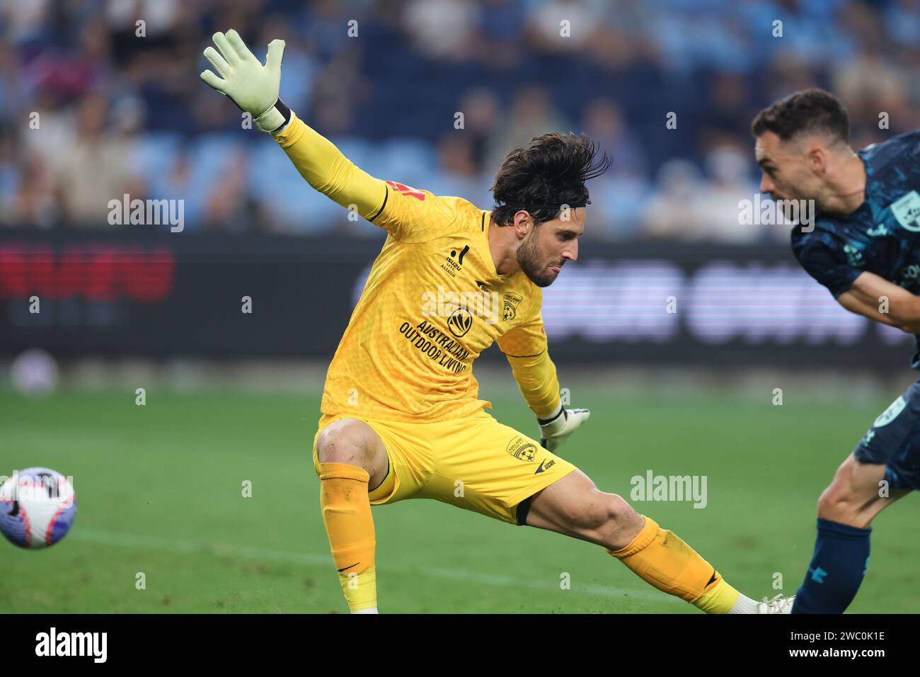 Sydney, Australia. 13th Jan, 2024. Anthony Caceres of Sydney FC scores ...