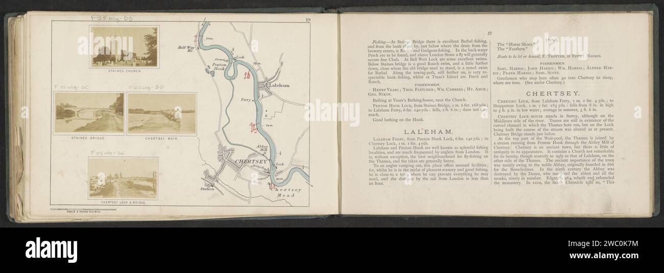 View of a lock and a bridge over the Thaps at Chertsey, Henry W. Taunt ...
