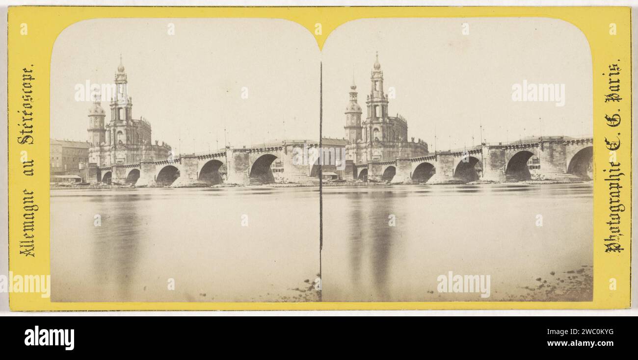 Bridge over the Elbe and the Catholic Church in Dresden, Germany ...