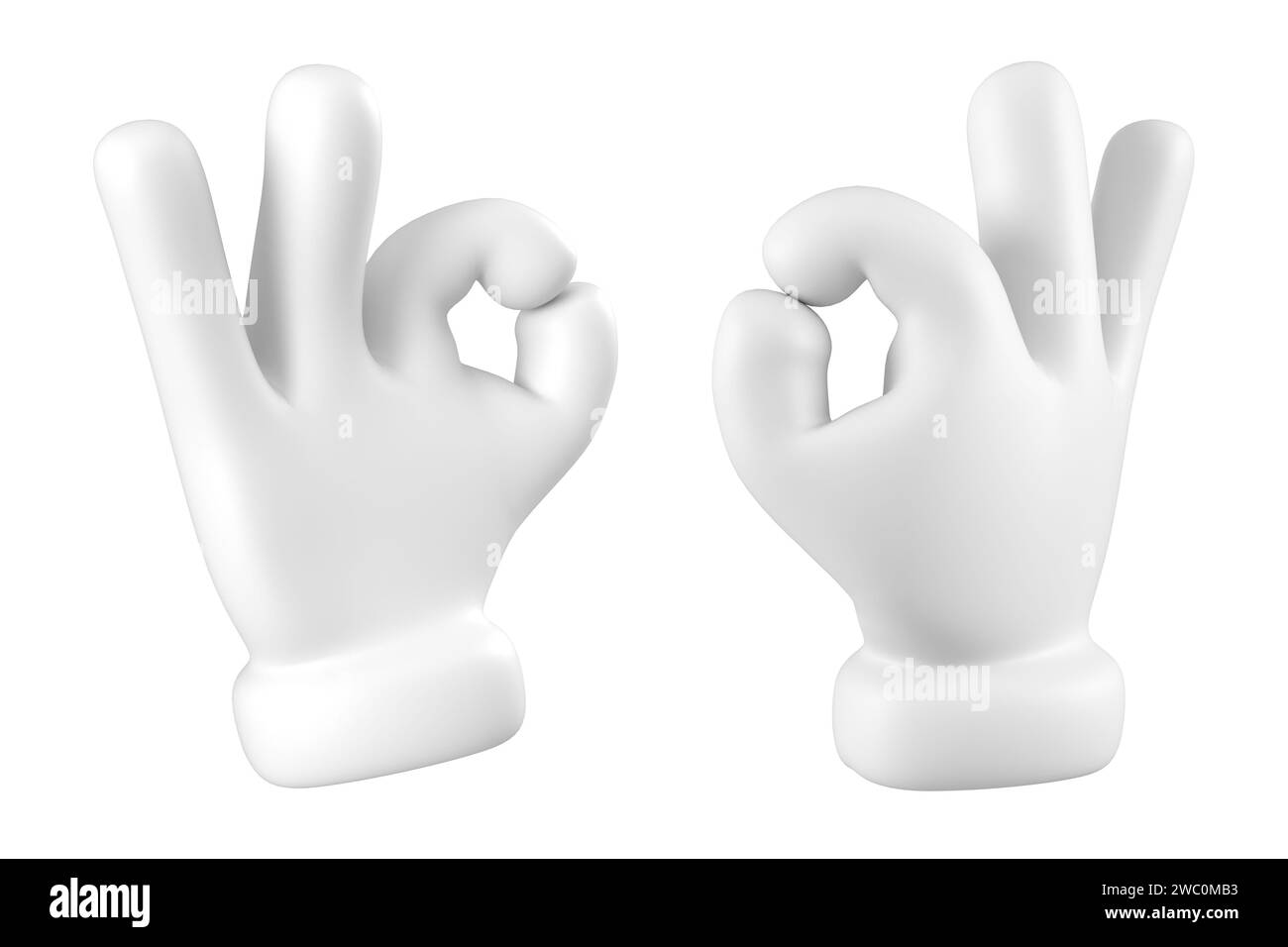 White emoji close up showing ok gesture isolated. Set of different ...