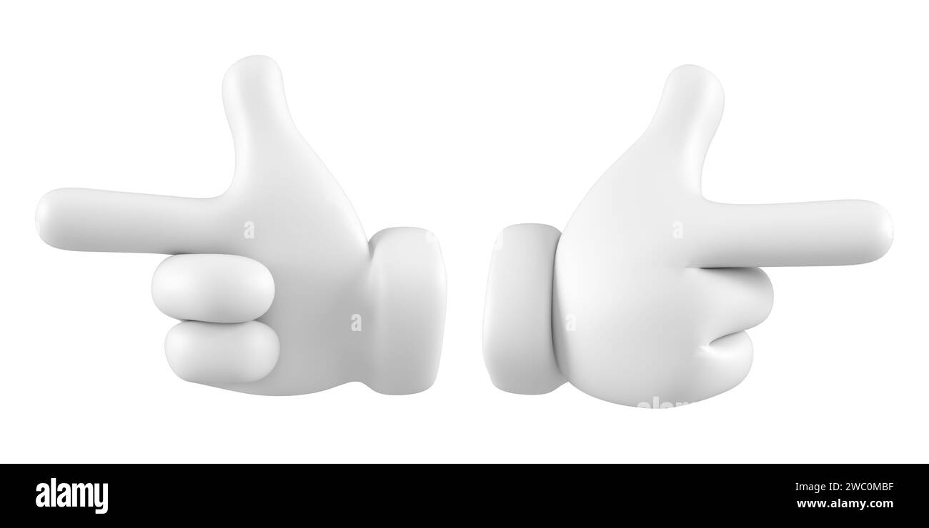 White emoji hand showing or pointing gesture isolated. Set of different ...