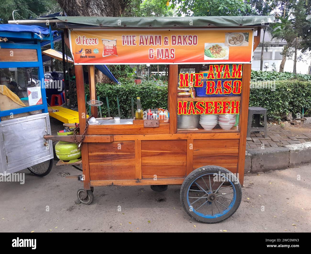 Indonesian Street Food Cart or Gerobak, a traditional push cart in ...