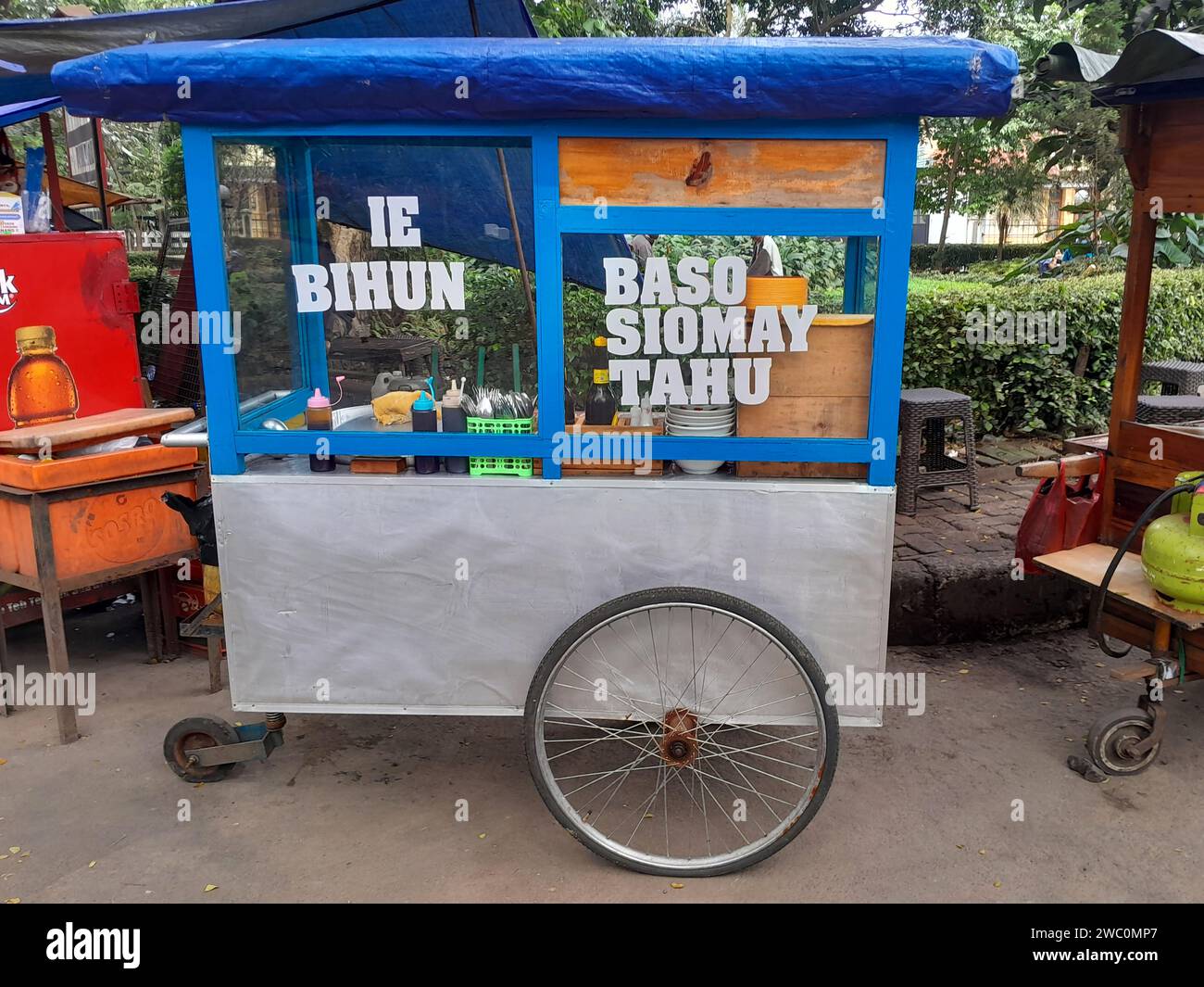 Indonesian Street Food Cart or Gerobak, a traditional push cart in ...