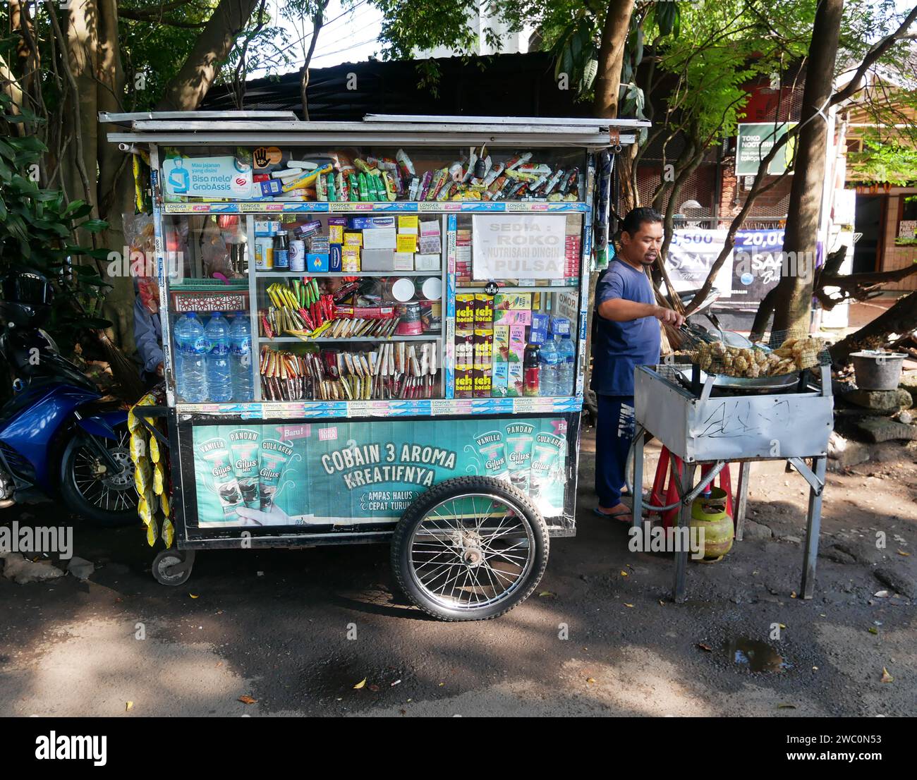 Indonesian Street Food Cart or Gerobak, a traditional push cart in ...