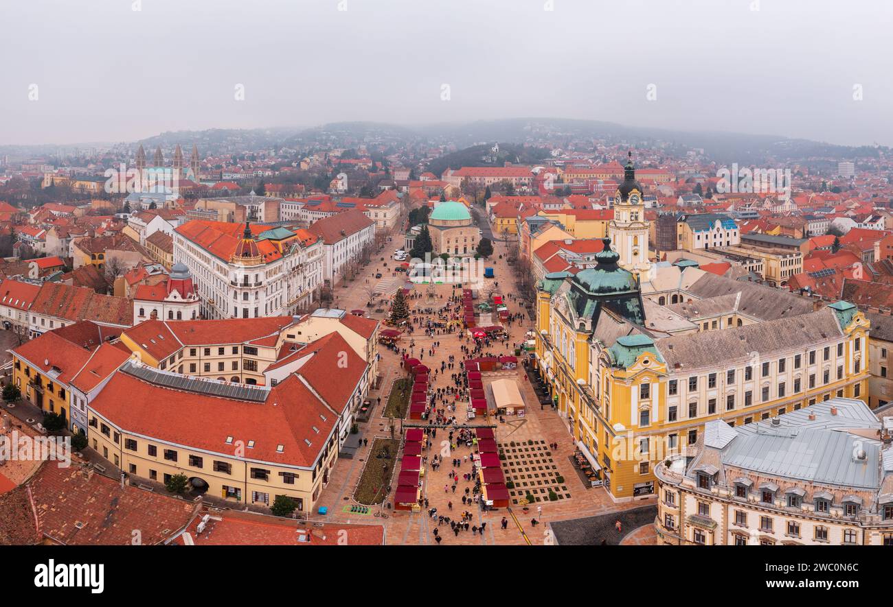 Panoramic aerial skyline view about the christmas market at downtown of ...