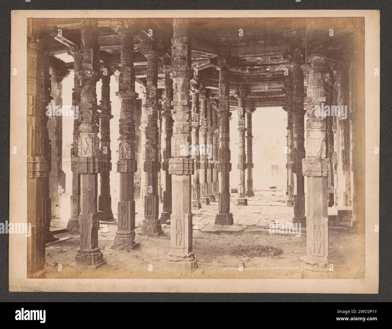Colonnade of the Adhai Din Ka Jhonpra mosque in Ajmer, Rajasthan, India ...
