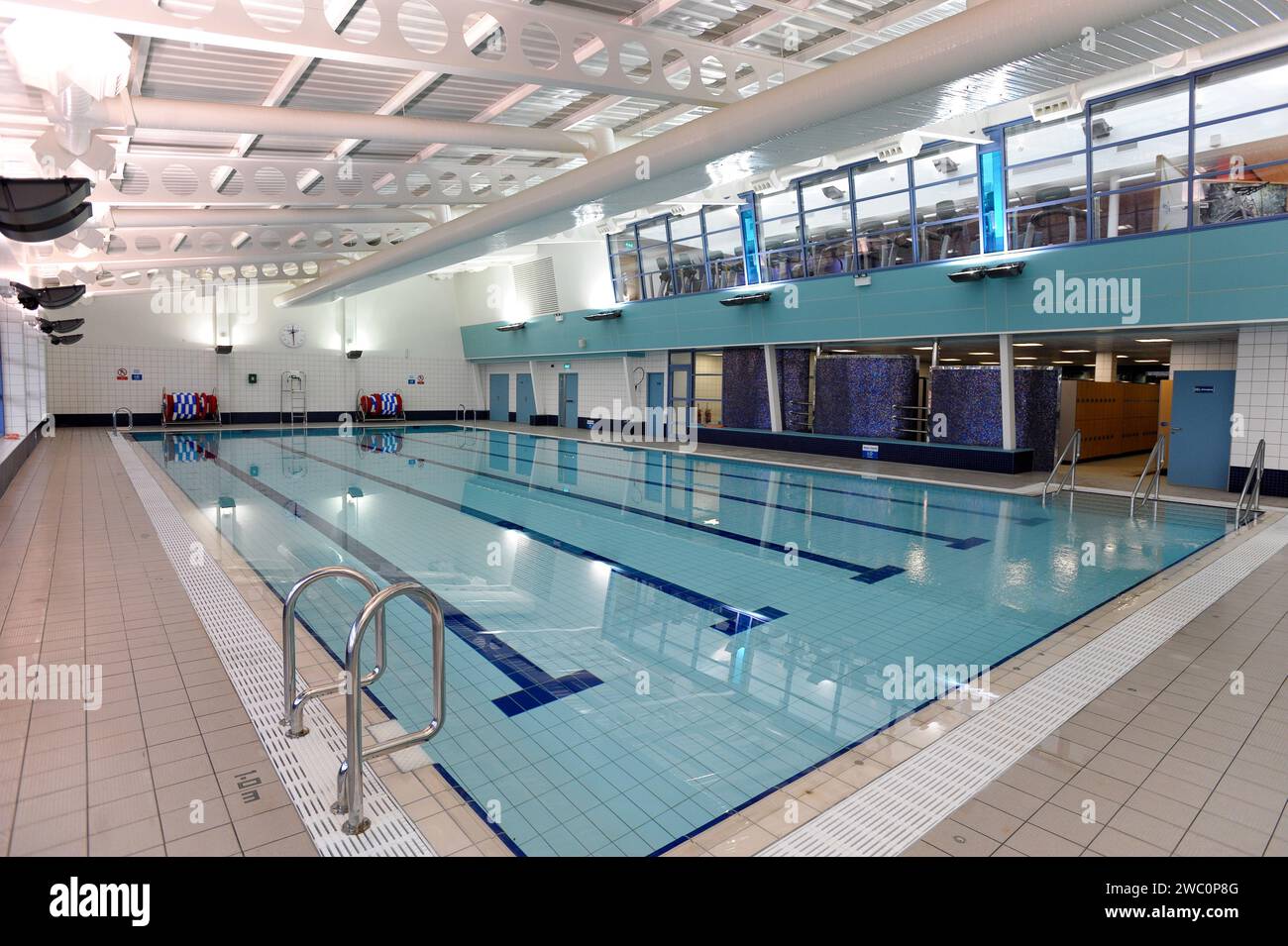 A public swimming pool, empty and still Stock Photo - Alamy