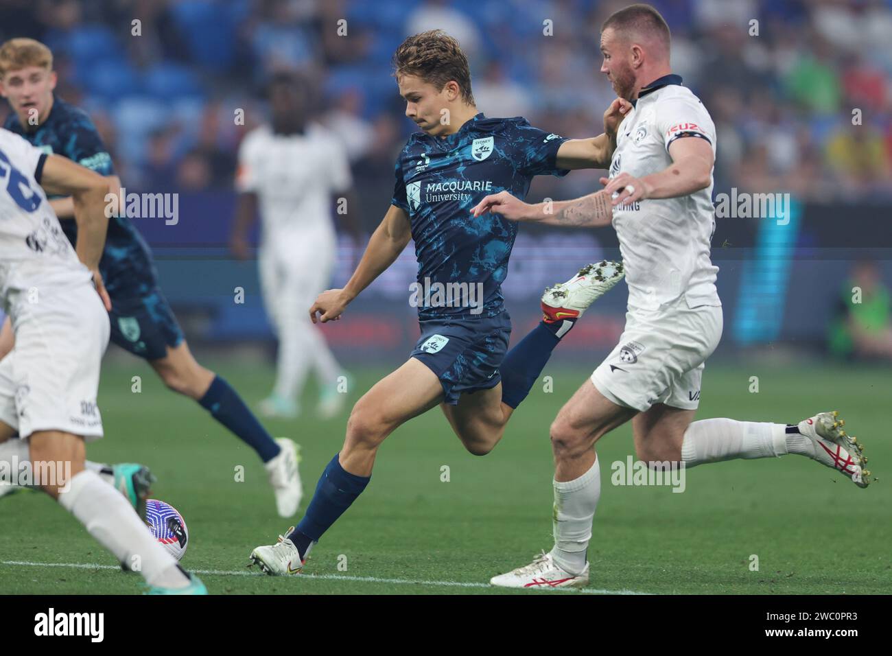 Sydney, Australia. 13th Jan, 2024. Corey Holman of Sydney FC shoots ...