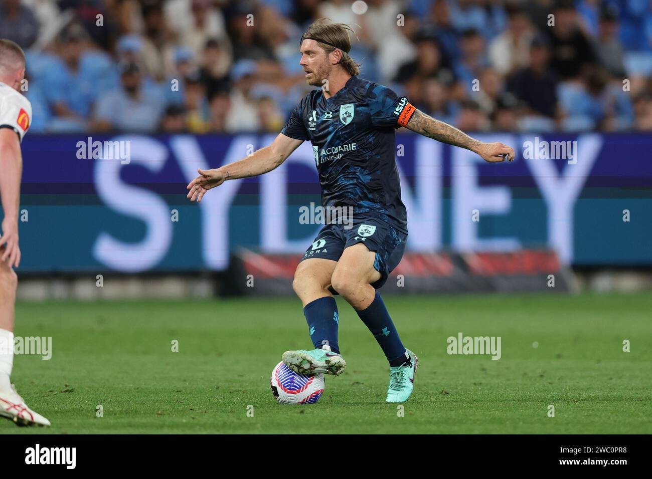 Sydney, Australia. 13th Jan, 2024. Luke Brattan of Sydney FC looks to ...