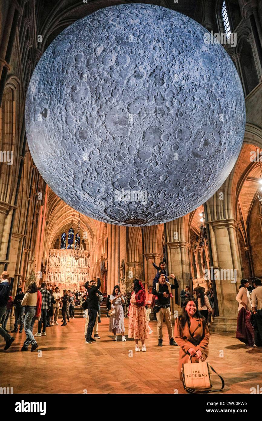 General public look at the Museum of the Moon by Luke Jerram ...
