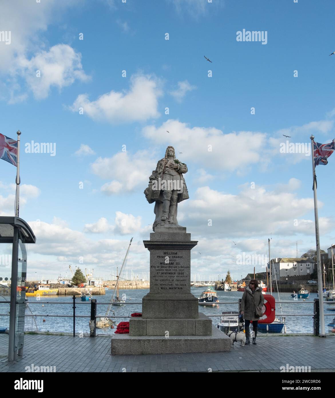 Statue of William Prince of Orange at Brixham, Devon Stock Photo - Alamy