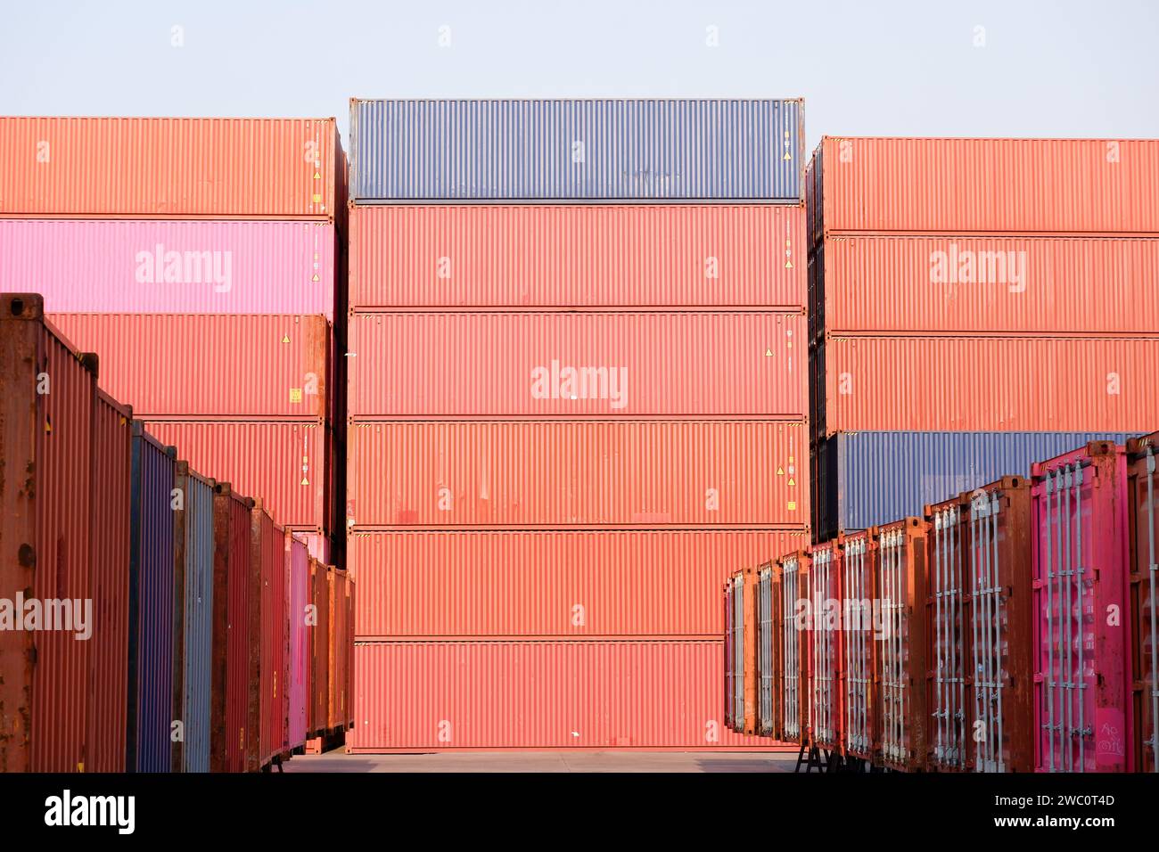Container fleet, Import/export ships in port, Freight transport ...
