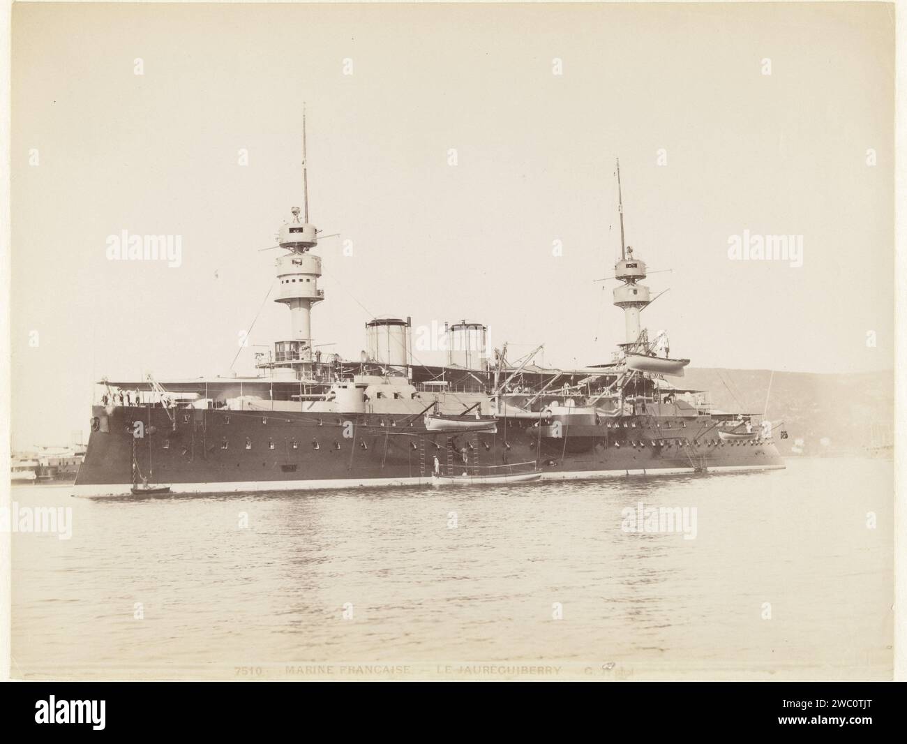 War ship Jaurégiberberry of the French Navy, Gustave Hermans, 1893 ...