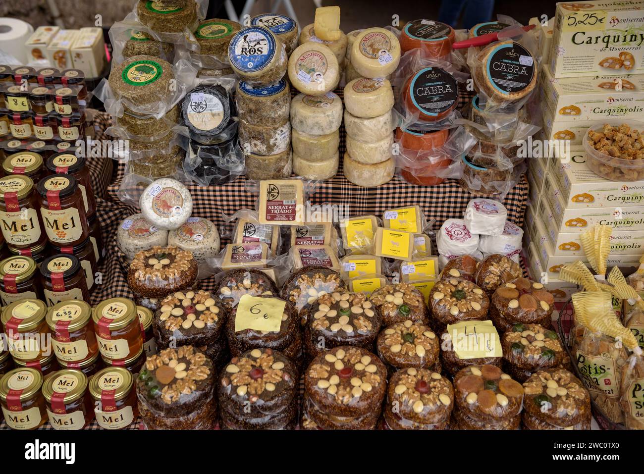 Traditional catalan gastronomic products from the market under the ...