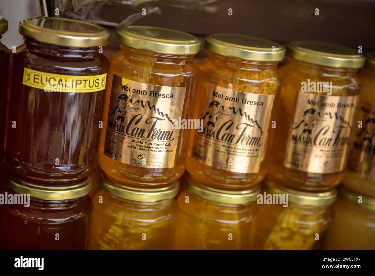Traditional catalan gastronomic products from the market under the ...