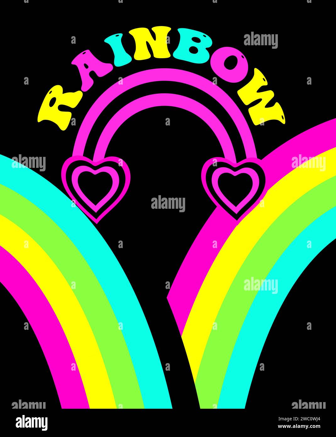 Y2K psychedelic acid rainbow poster. Modern art templates with words I ...