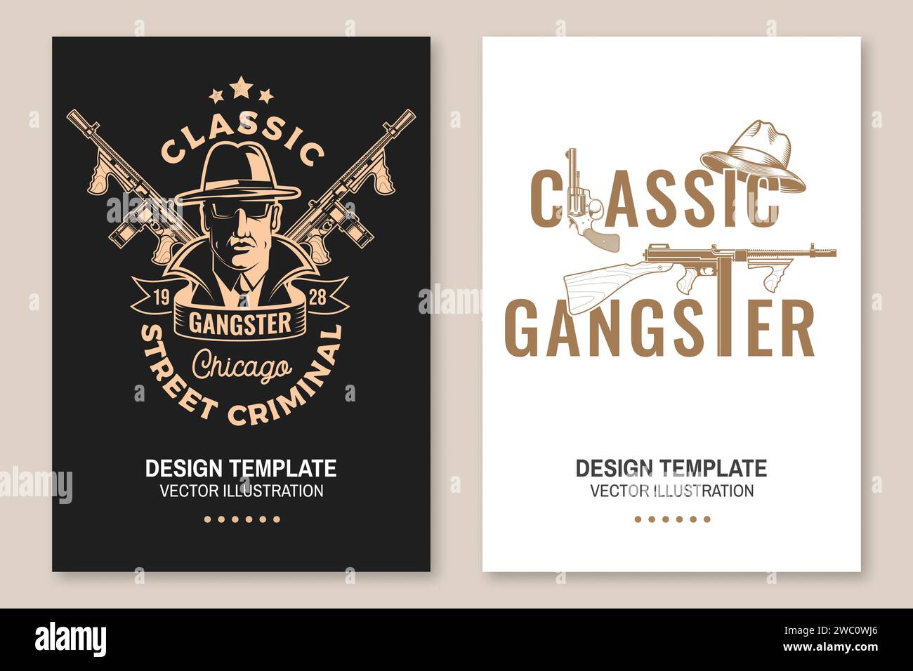 Classic gangster. Street criminal banner, poster design. Vector ...