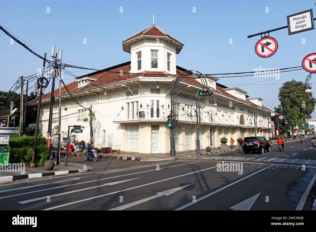 Asia Afrika street in downtown Bandung City, West Java, Indonesia with ...
