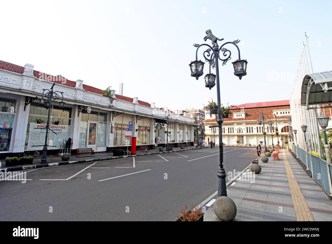 Braga Street with Dutch colonial buildings in Bandung, Indonesia and ...