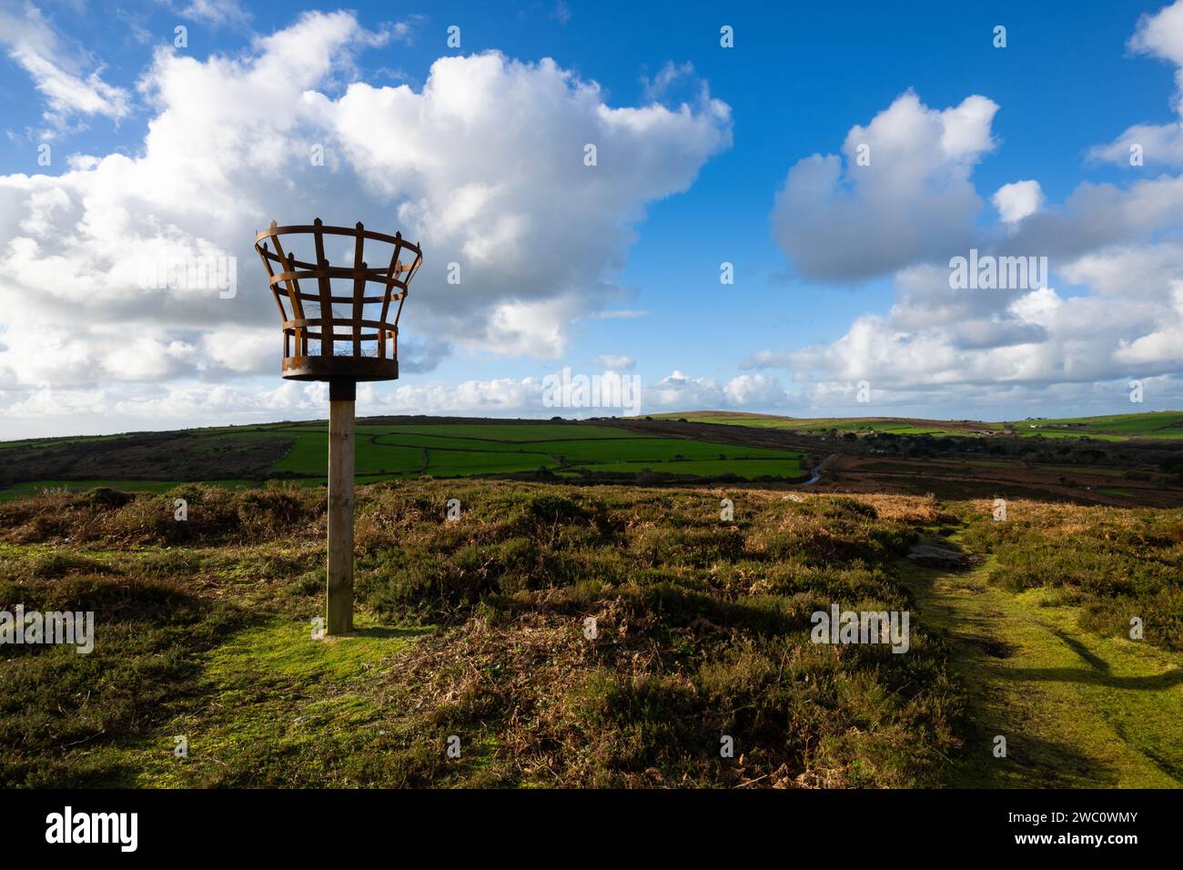 SANCREED BEACON FIRE BASKET SILVER JUBILEE PENWITH CORNWALL Stock Photo ...