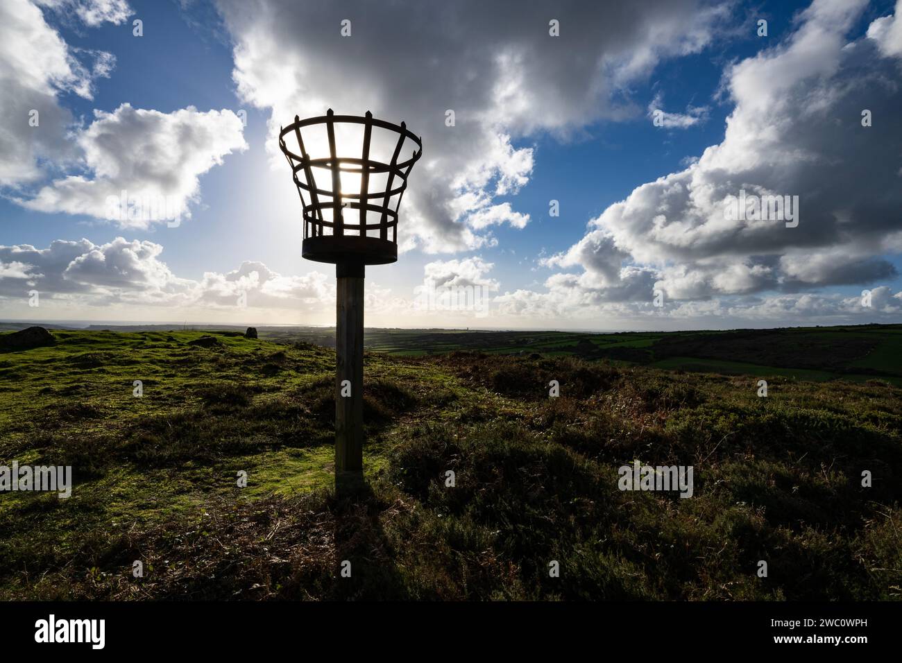 SANCREED BEACON FIRE BASKET SILVER JUBILEE PENWITH CORNWALL Stock Photo ...