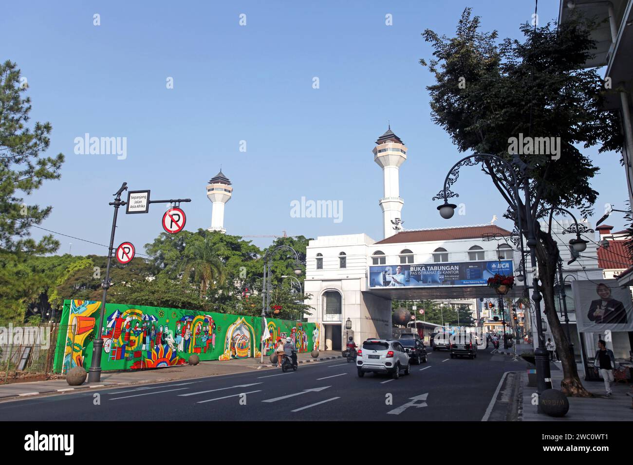 Asia Afrika street in downtown Bandung City, West Java, Indonesia with ...