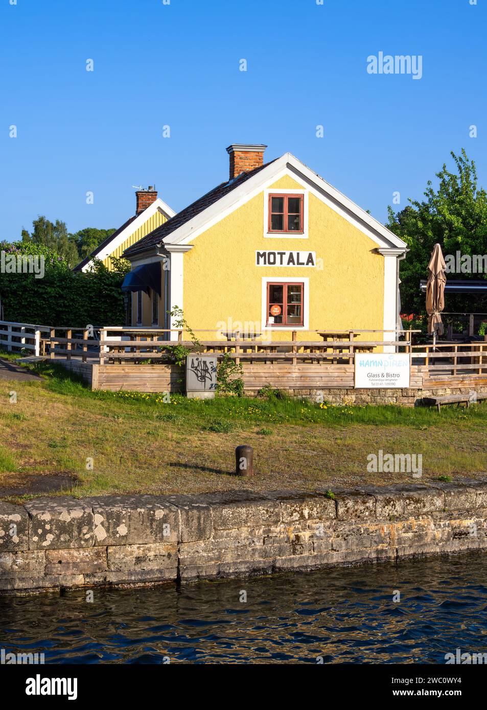 Motala, Sweden - May 26, 2023: Motala is located on the east bank of ...