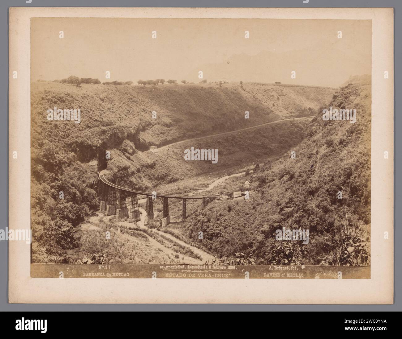 View of the Barranca de Metlac with railway bridge, near Veracruz, Abel ...