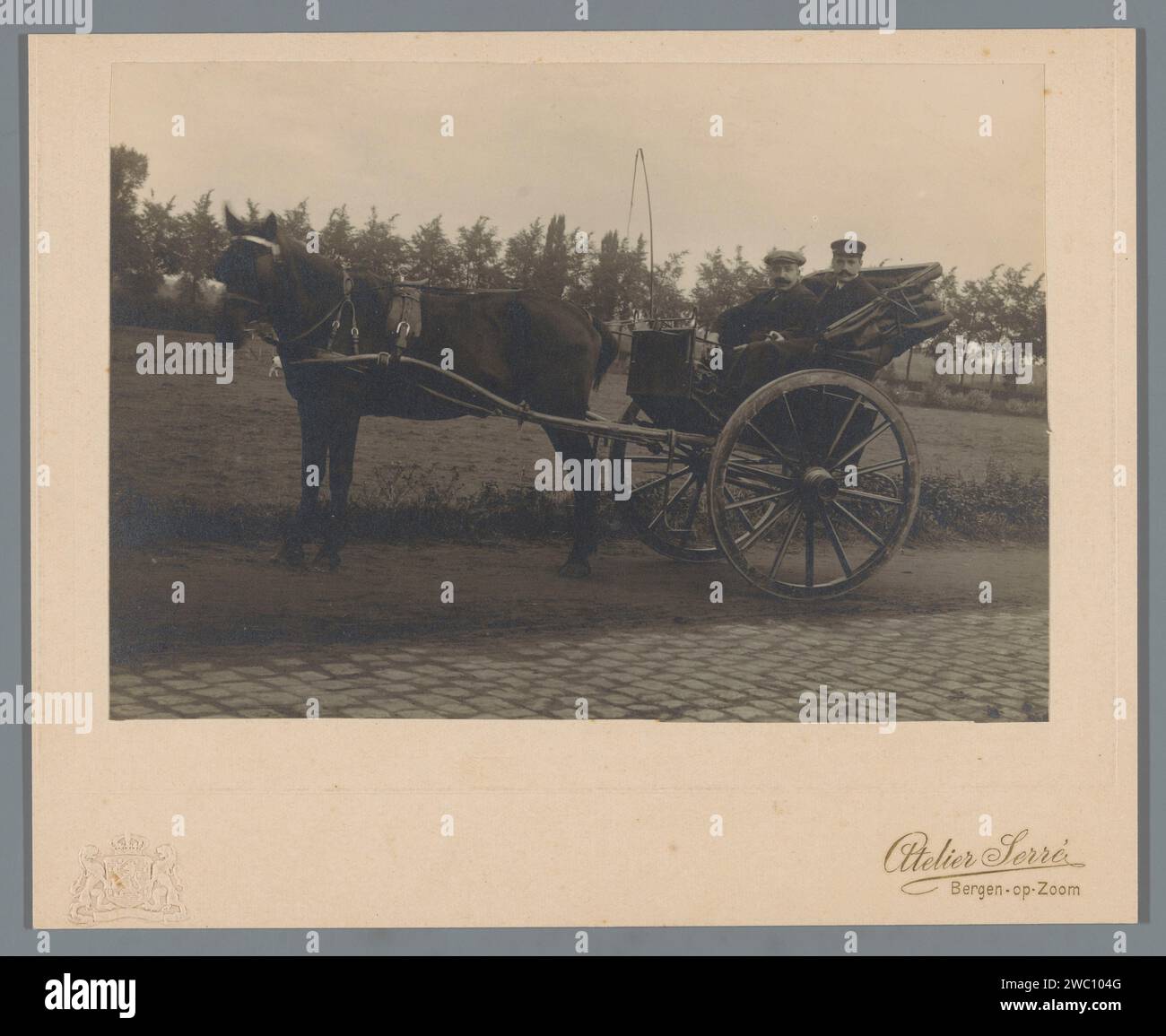 Portrait of an unknown man on a horse carriage, Panajou, c. 1900 - c ...