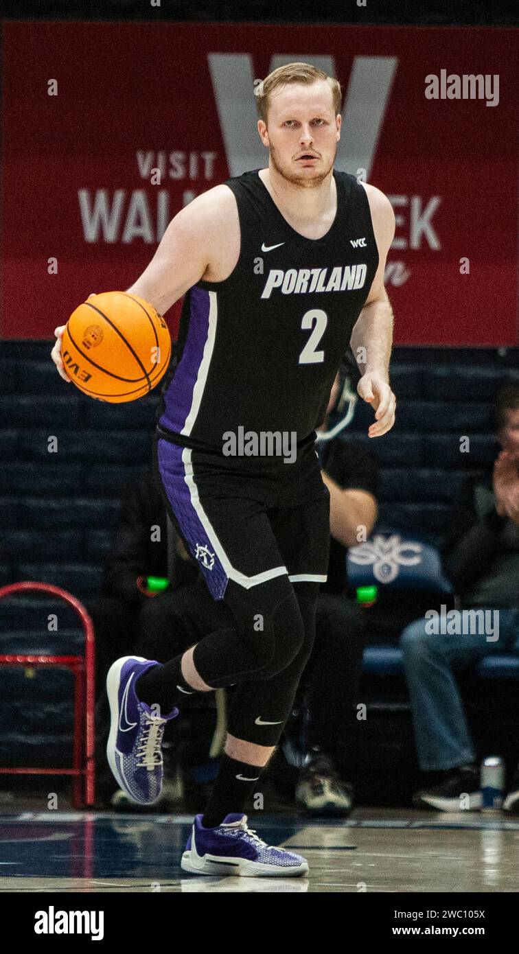 Moraga, CA U.S. 11th Jan, 2024. A. Portland guard Tyler Robertson (2 ...