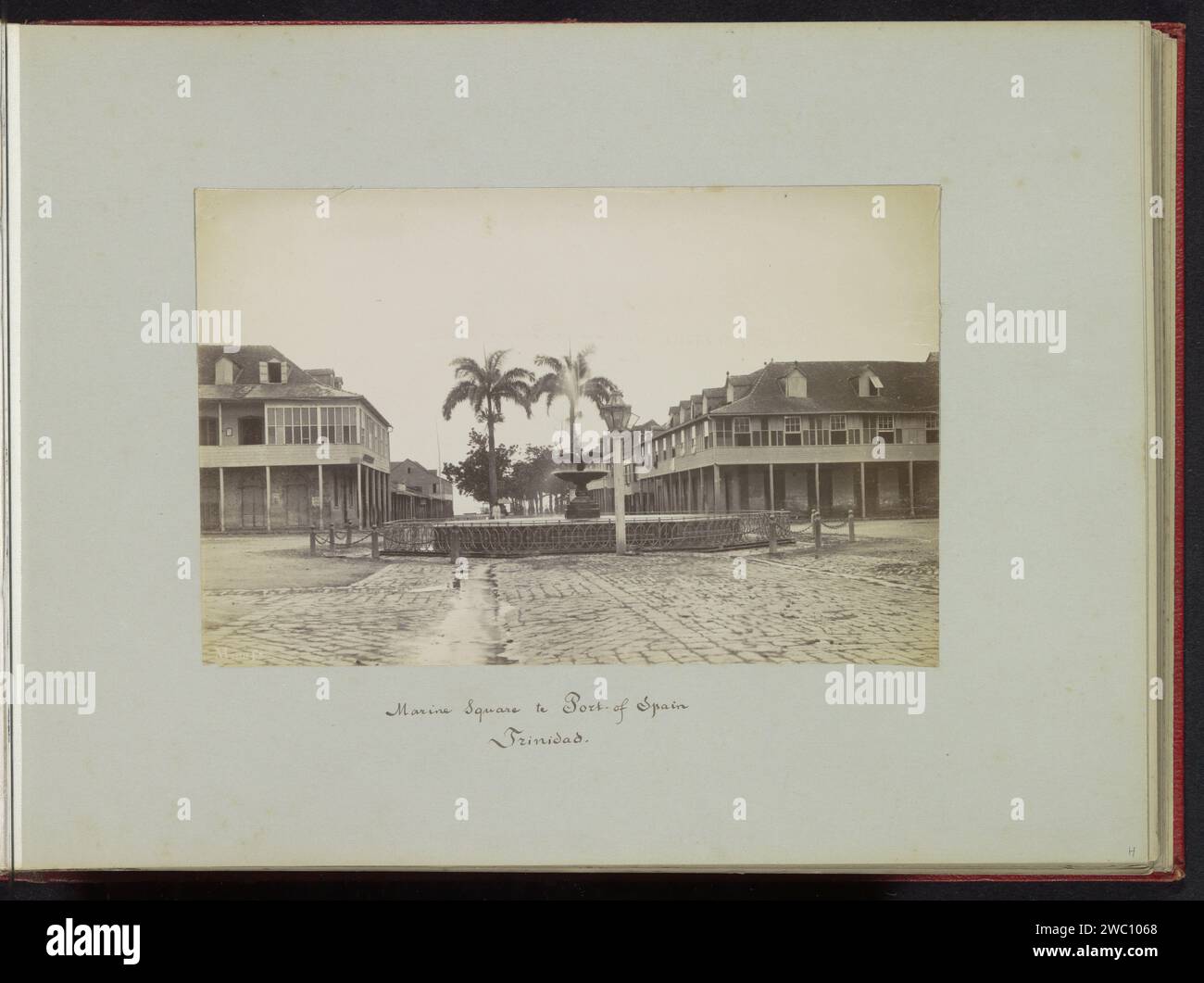 Marine Square in Port of Spain on Trinidad with fountain, houses and ...