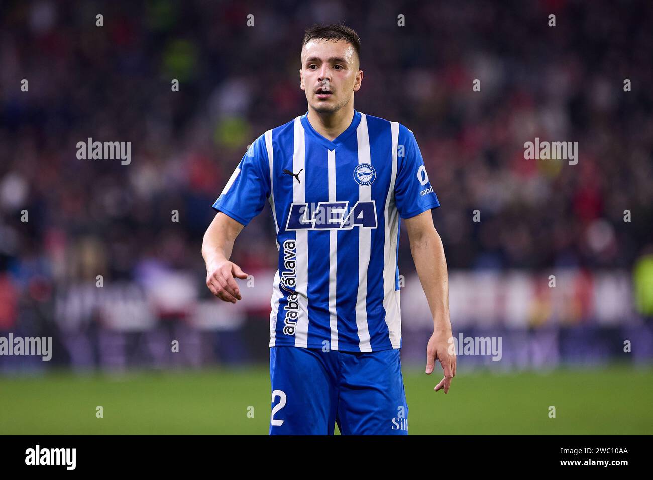 Sevilla, Spain. 12th Apr, 2024. Andoni Gorosabel of Deportivo Alavés ...