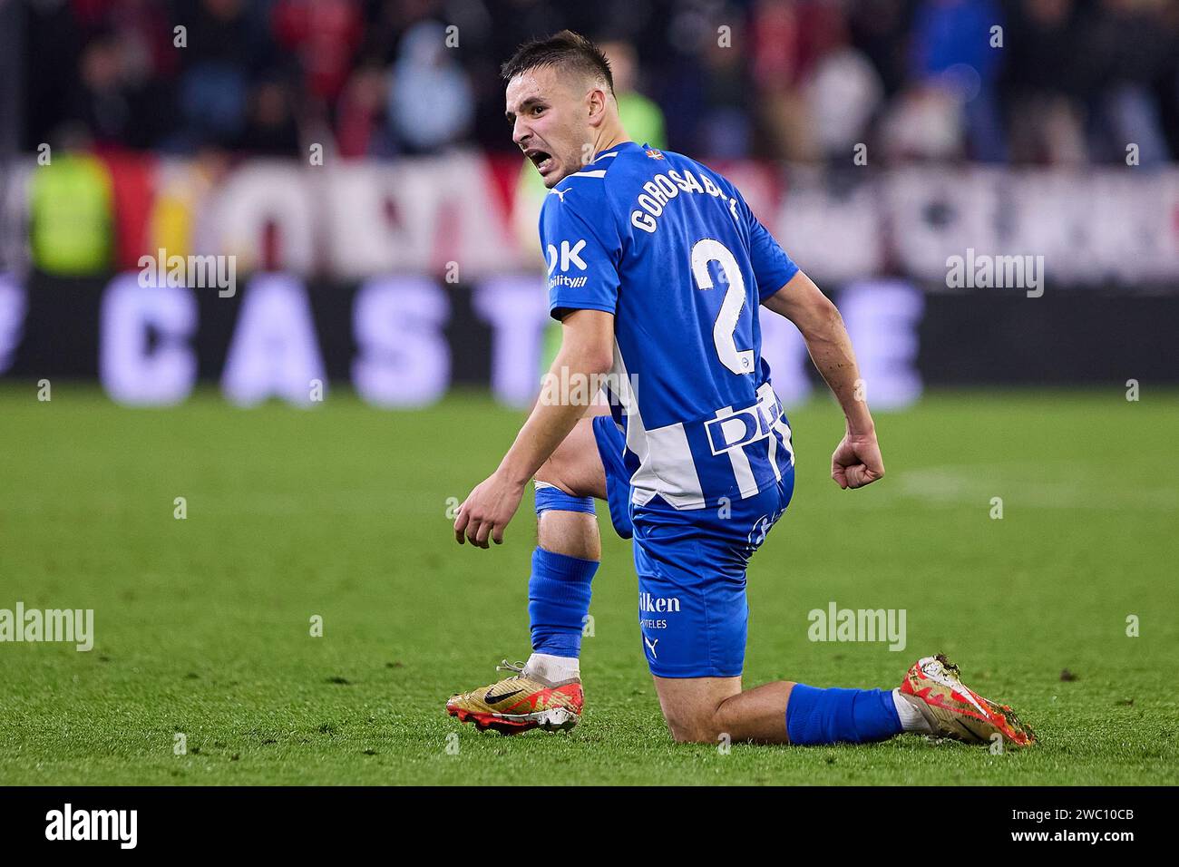 Sevilla, Spain. 12th Apr, 2024. Andoni Gorosabel of Deportivo Alavés ...