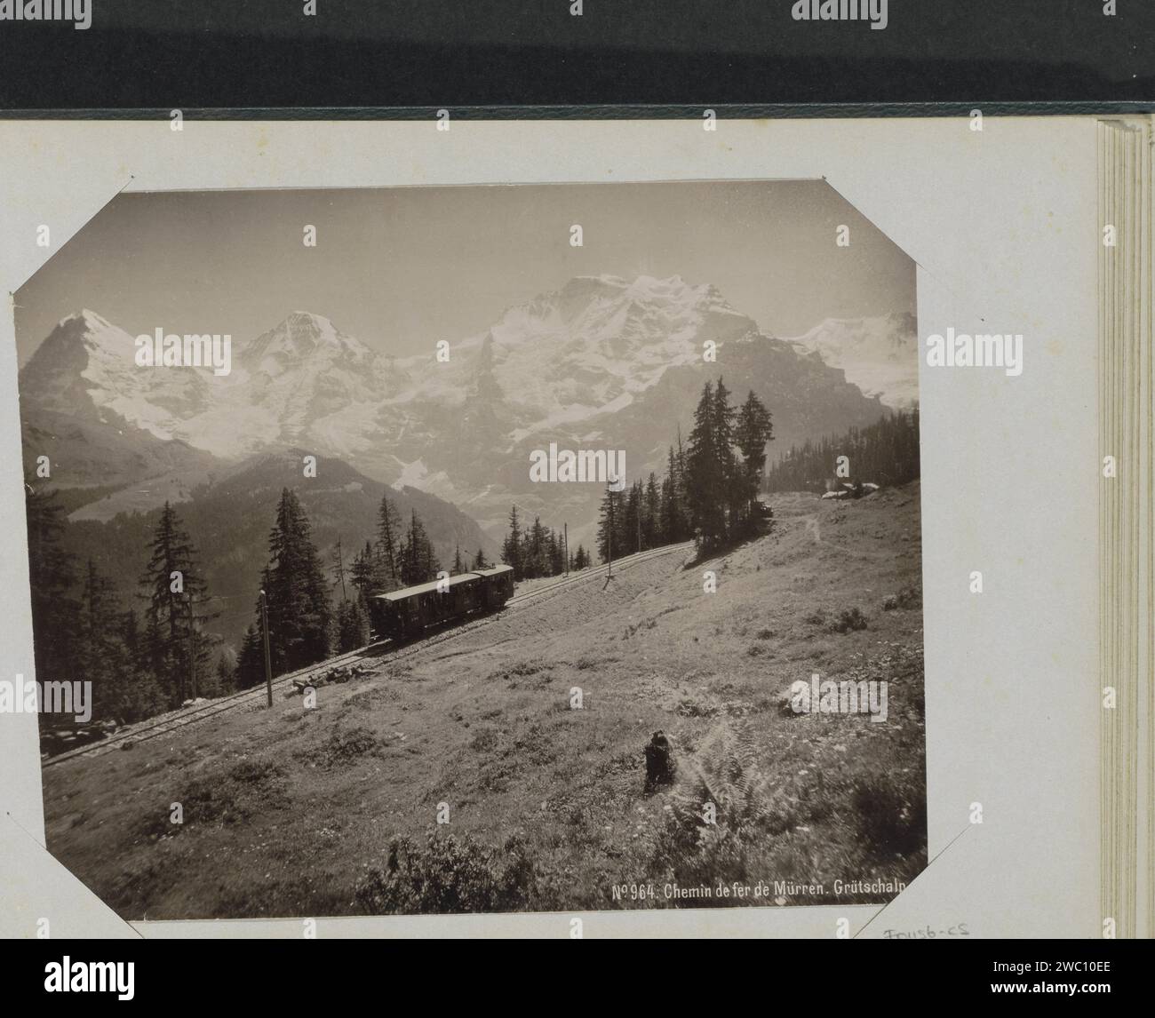 Train set on the track between Grutschalp and Mürren, Anonymous, 1896 ...