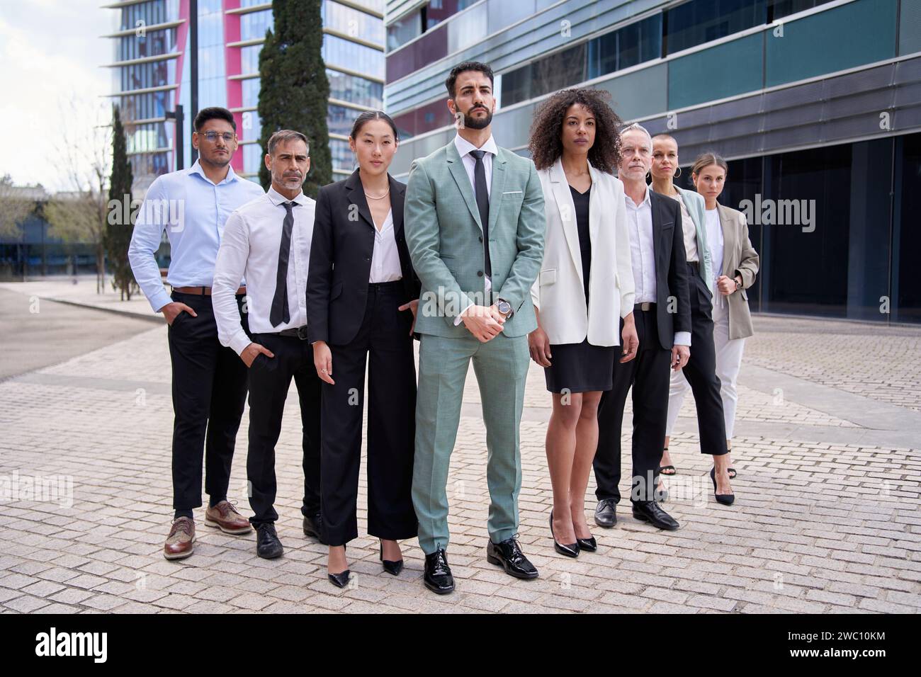 Team portrait diverse successful professional team posing standing ...